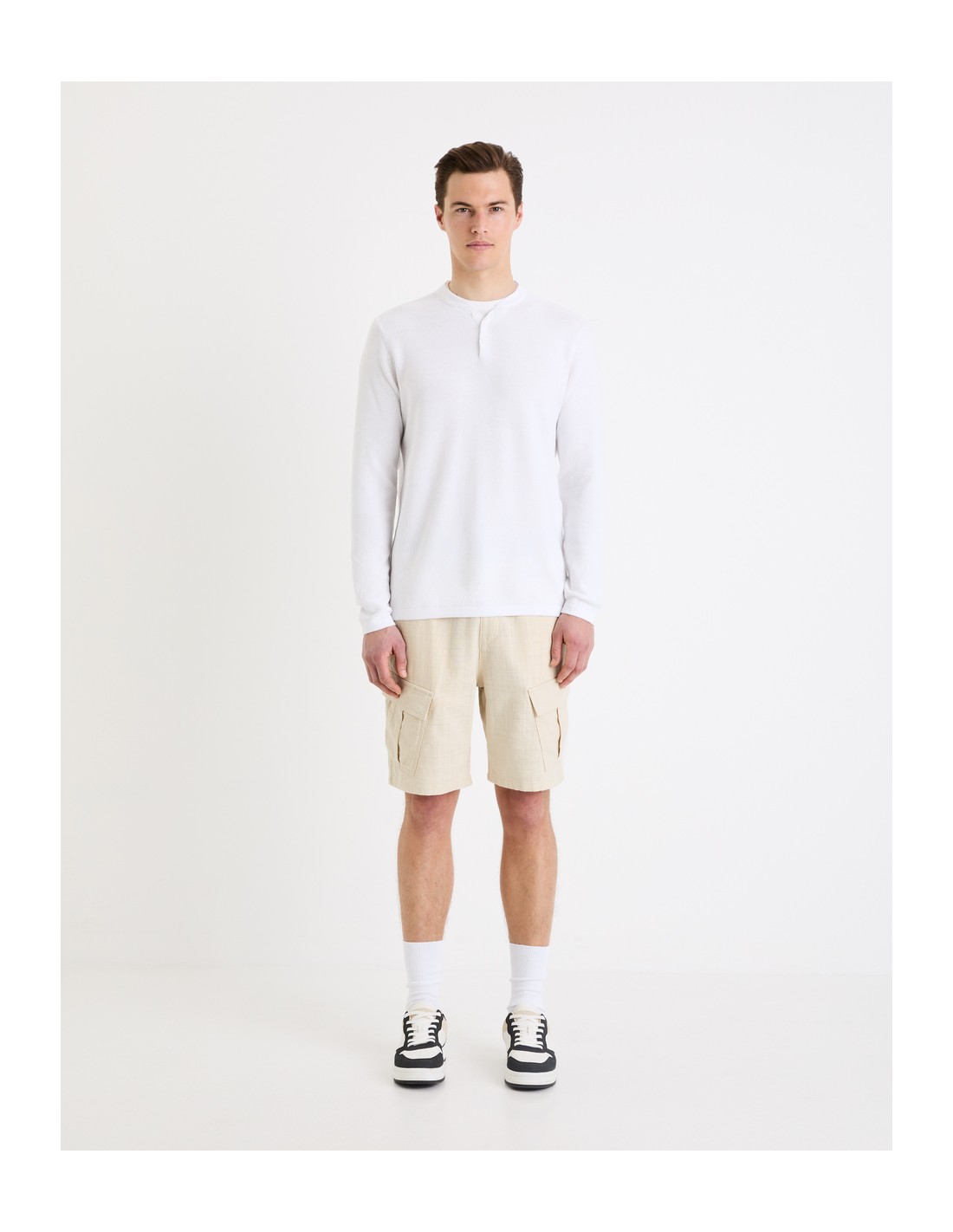 Pull col henley en coton